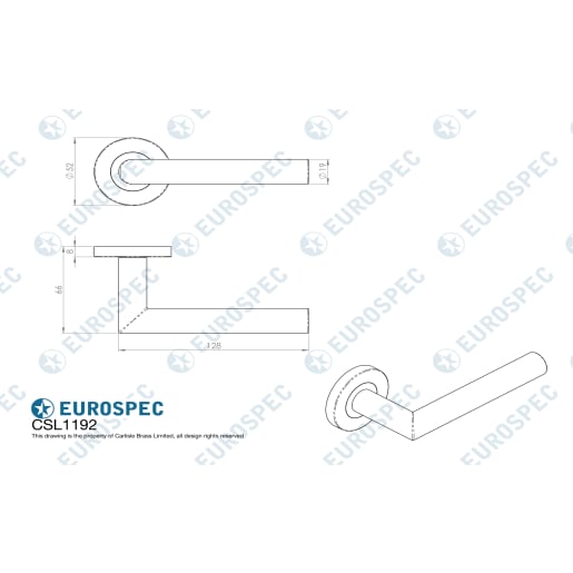 Eurospec Mitred Round Bar Lever on Sprung Rose Bright Stainless Steel Eurospec Mitred Round Bar Lever on Sprung Rose Bright Stainless Steel