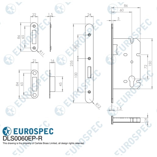Eurospec Easi-T Contract Bathroom Din Lock 55mm Satin Stainless Steel